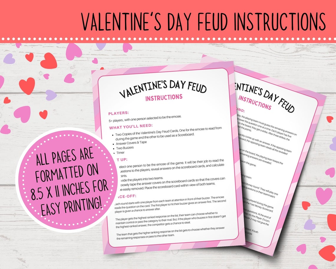 Printable Valentine's Day Feud Game | Valentine's Day Family Feud-style ...