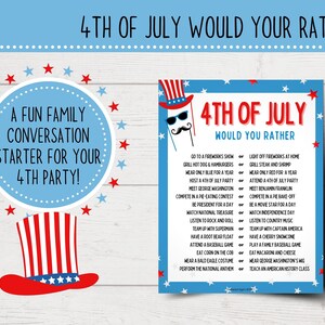 Funny 4th of July Would You Rather Game | Fourth of July Party Games ...