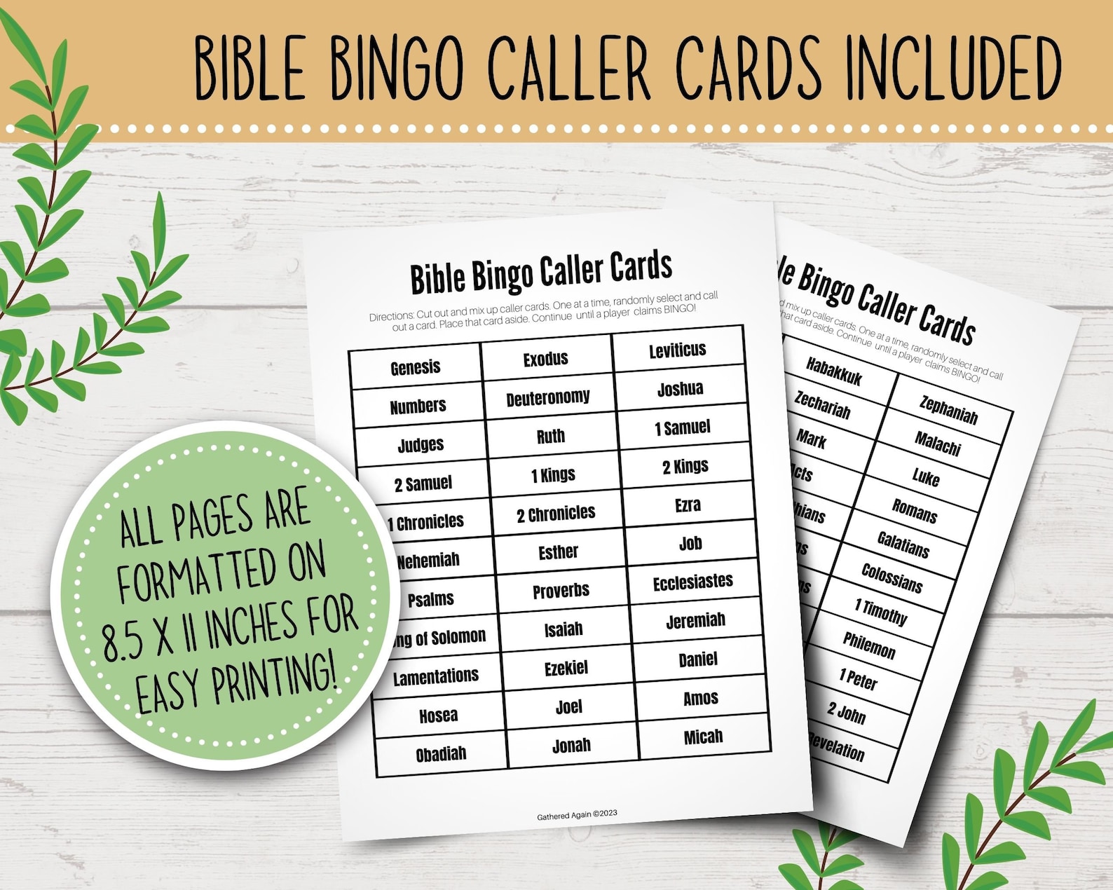 Books of the Bible Bingo Cards Church Bingo Game Christian Bingo Game ...