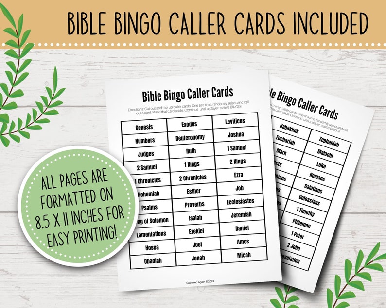 Books of the Bible Bingo Cards | Church Bingo Game | Christian Bingo ...
