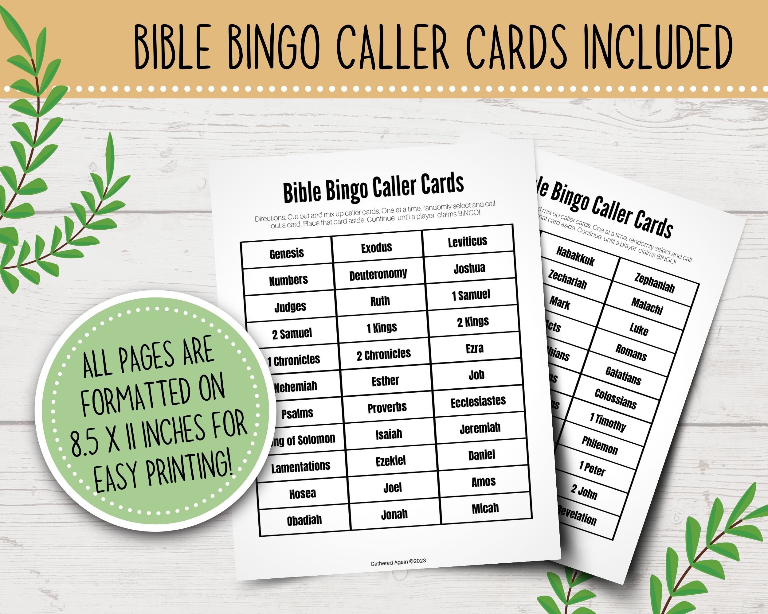 Books of the Bible Bingo Cards Church Bingo Game Christian - Etsy