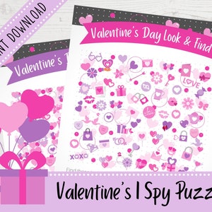Valentine's Day I Spy Puzzles for Kids | Printable Look and Find ...