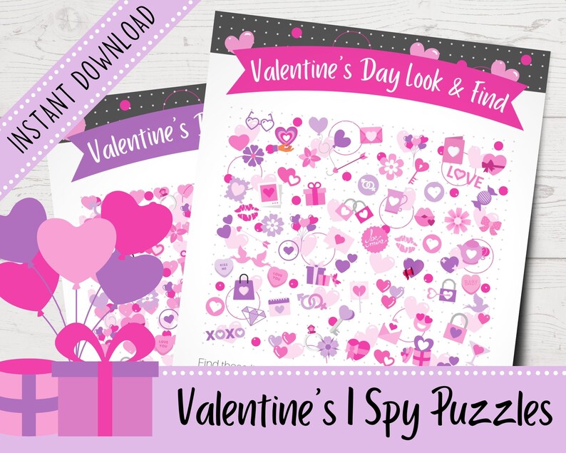 Valentine's Day I Spy Puzzles for Kids | Printable Look and Find ...