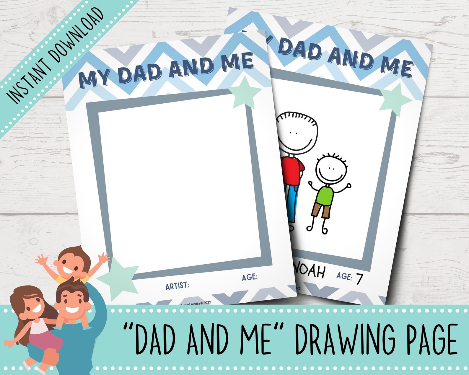 Printable My Dad and Me Drawing Page for Kids Father's | Etsy