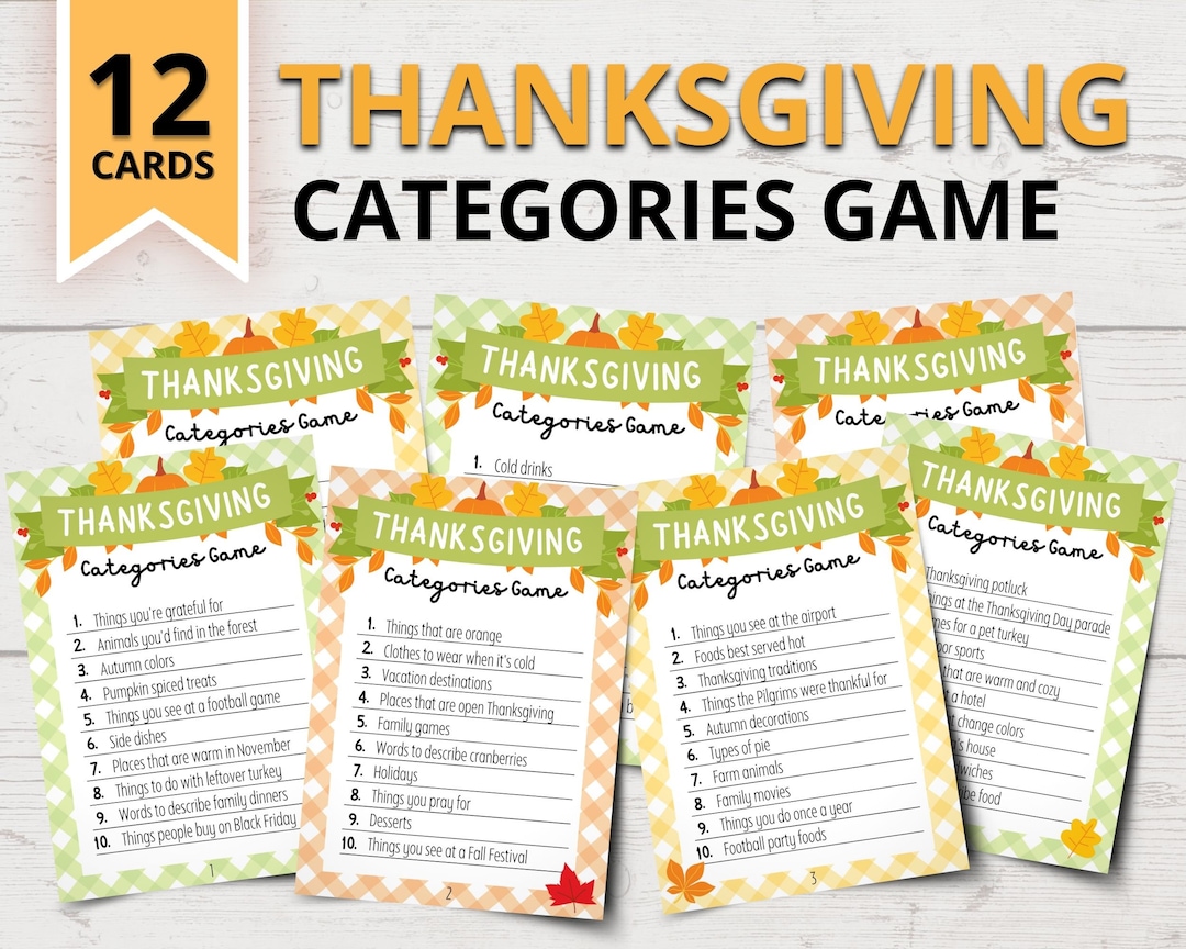 Thanksgiving Categories Game Thanksgiving Scattergories-inspired Game ...