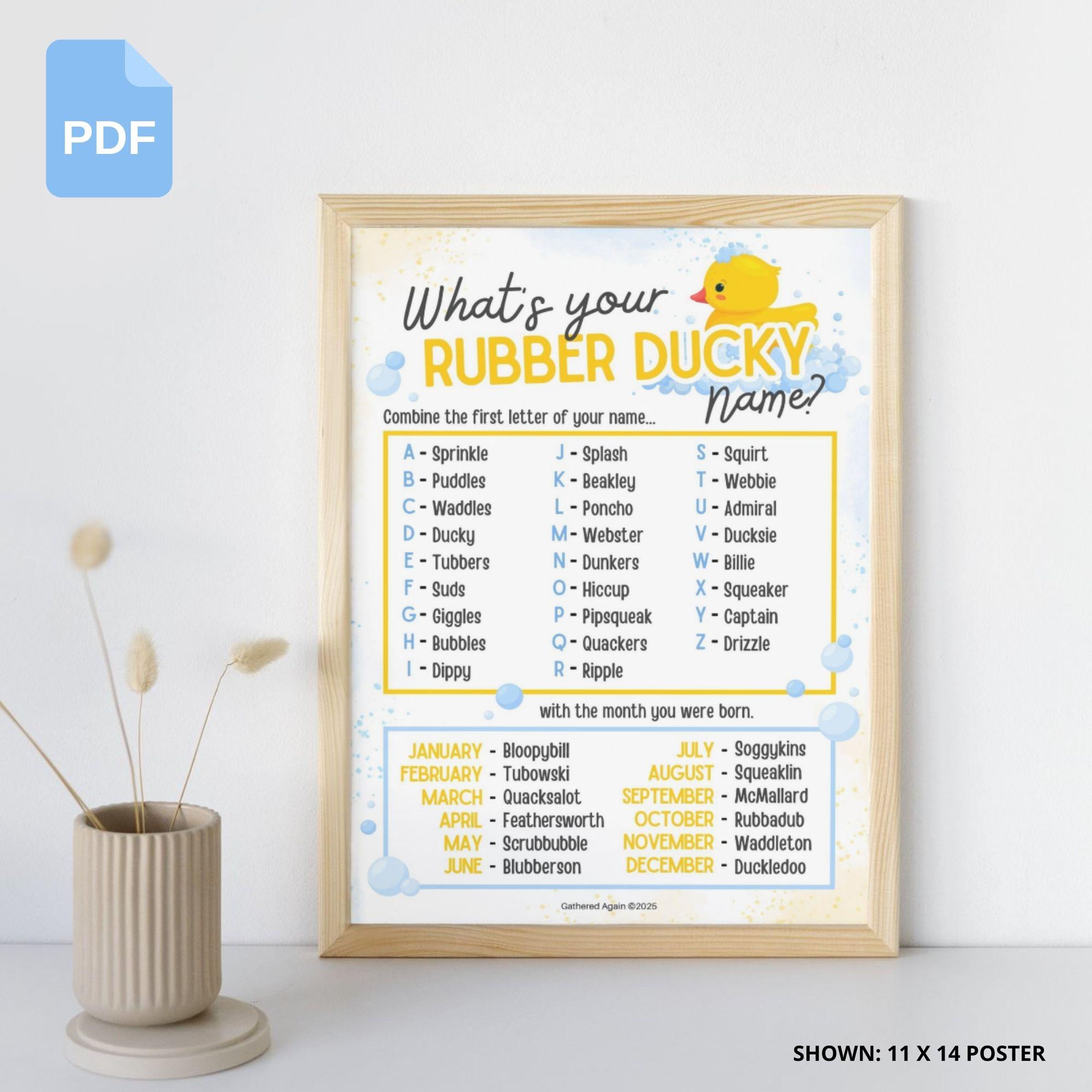 What's Your Rubber Ducky Name? | Printable Rubber Ducky Name Game ...