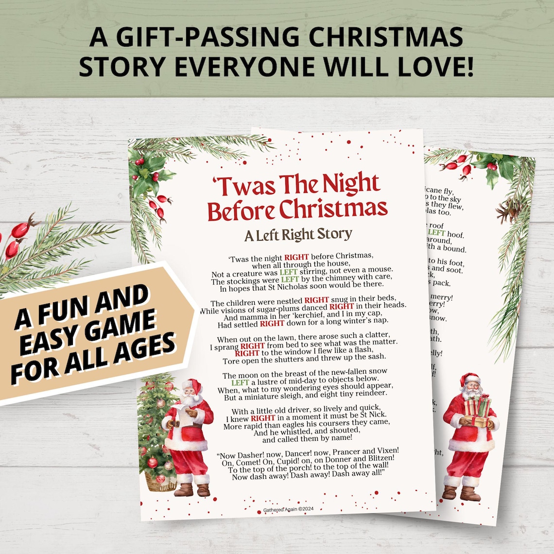 Twas the Night Before Christmas Left Right Story | Christmas Pass the ...