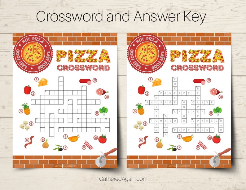 Pizza Party Picture Crossword Puzzle for Kids printable Instant ...
