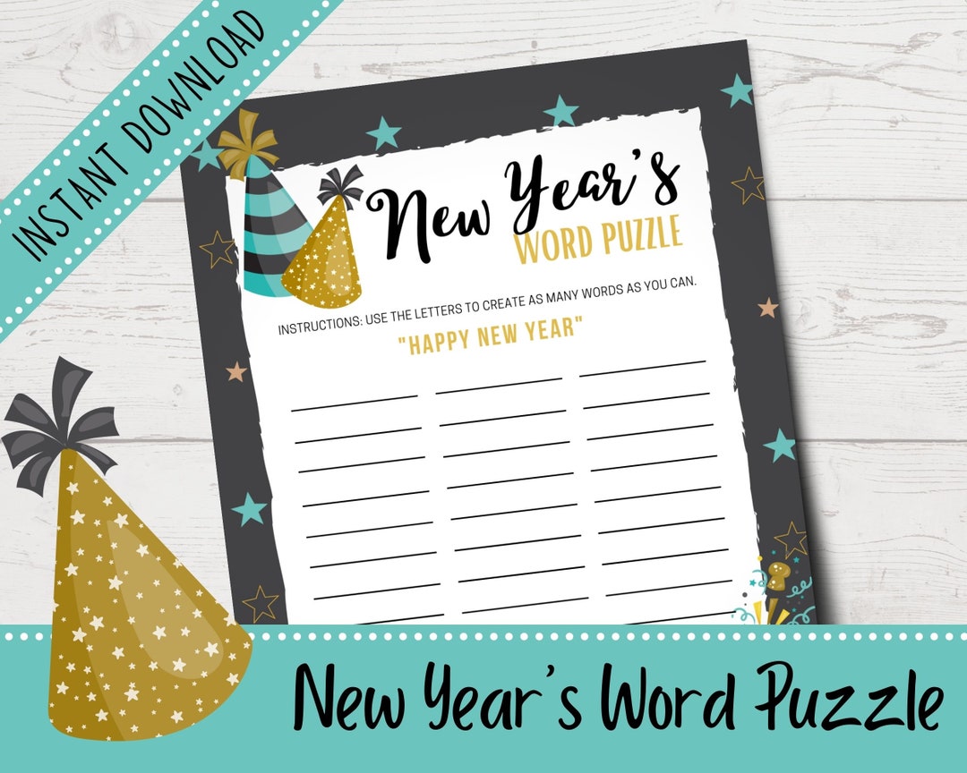 Happy New Year Word Puzzle | New Year's Eve Word Games | New Year's Eve ...