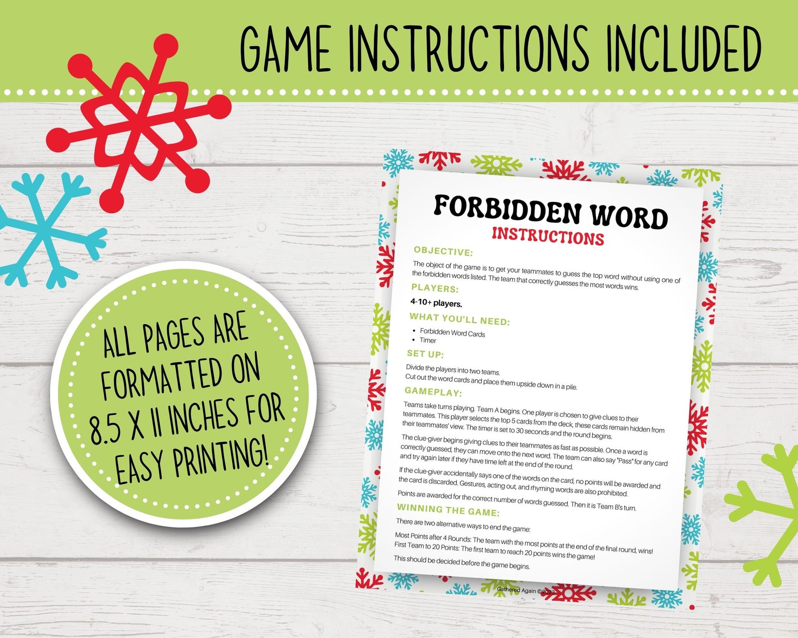 Christmas Forbidden Word Game Christmas Taboo-style Game - Etsy