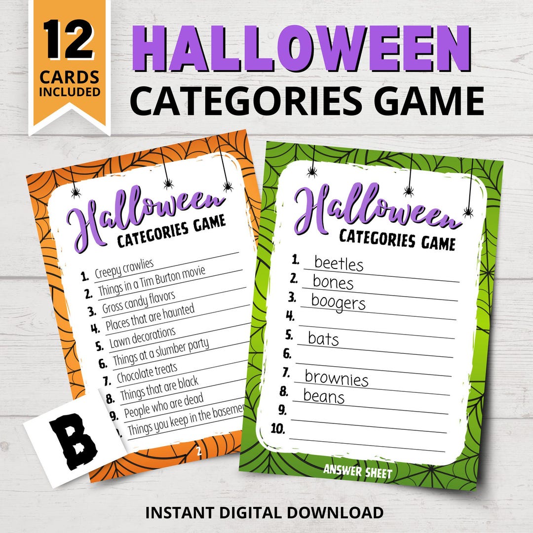 Halloween Categories Game | Halloween Scattergories-style Game ...