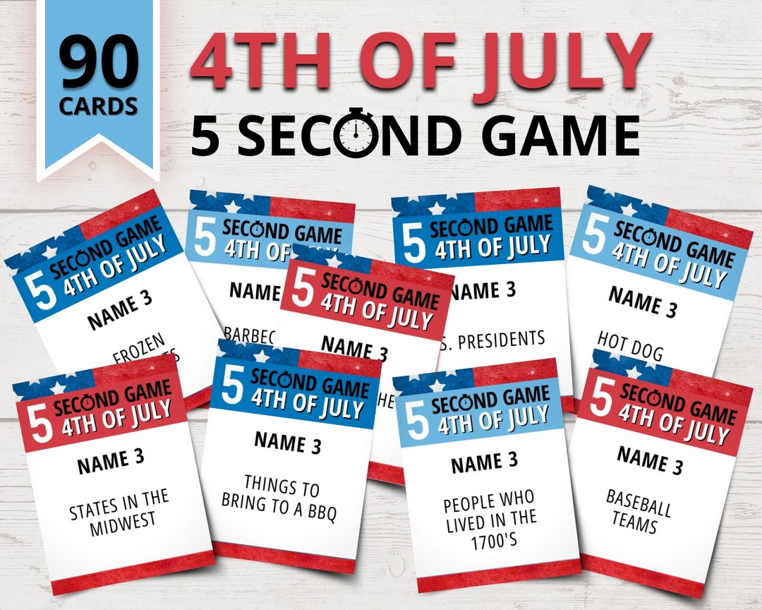 Printable 4th of July 5 Second Game | July 4th 5 Second Rule | America ...