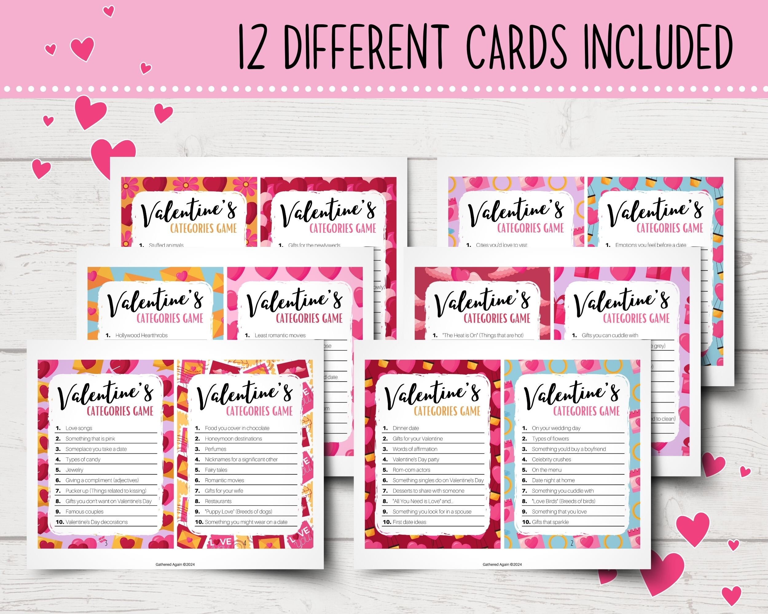 Valentine's Day Categories Game | Printable Valentine's Day ...