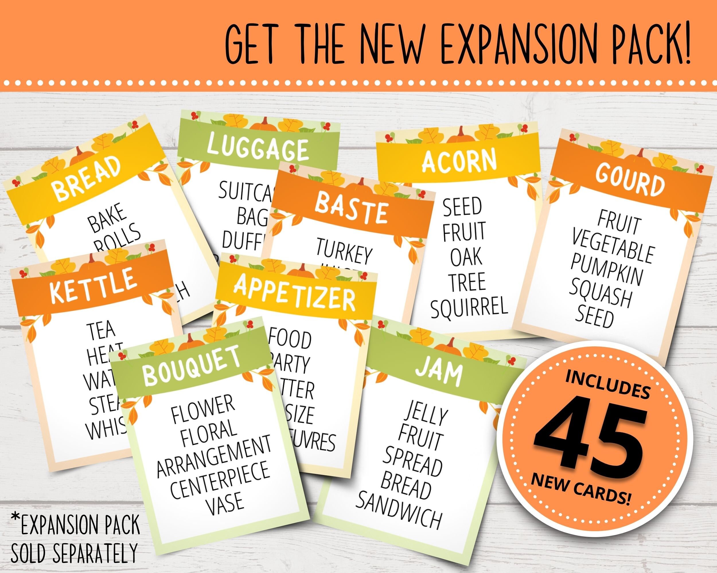 Thanksgiving Forbidden Word Game | Thanksgiving Taboo-style Game ...