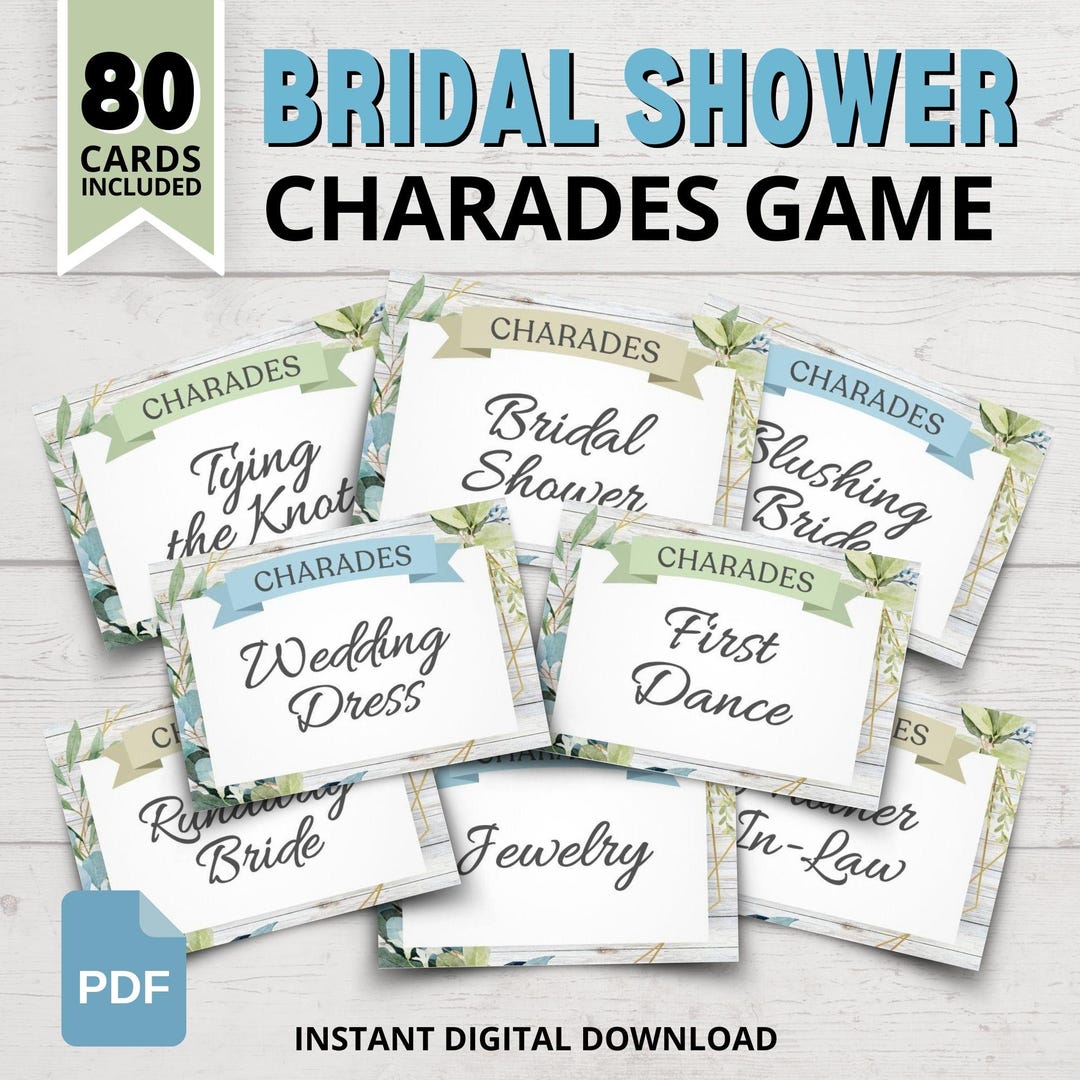 Bridal Shower Charades Game | Wedding Charades Cards | Printable Bridal ...
