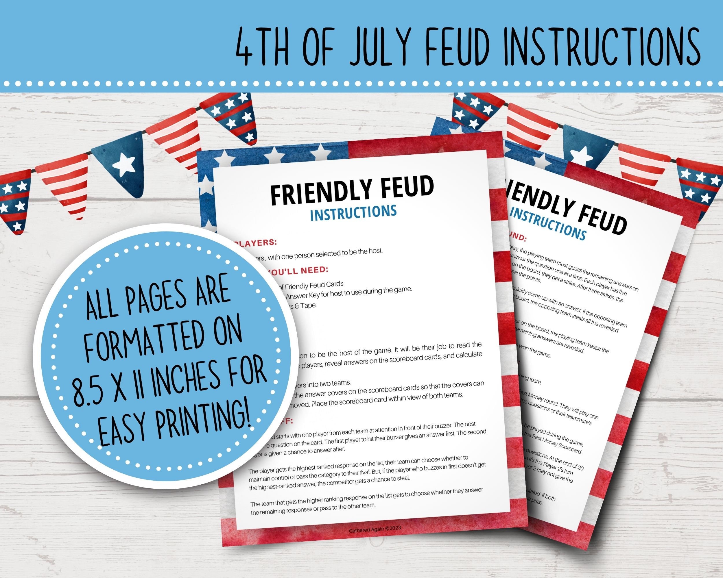Printable 4th of July Feud Game | Independence Day Friendly Feud Game ...