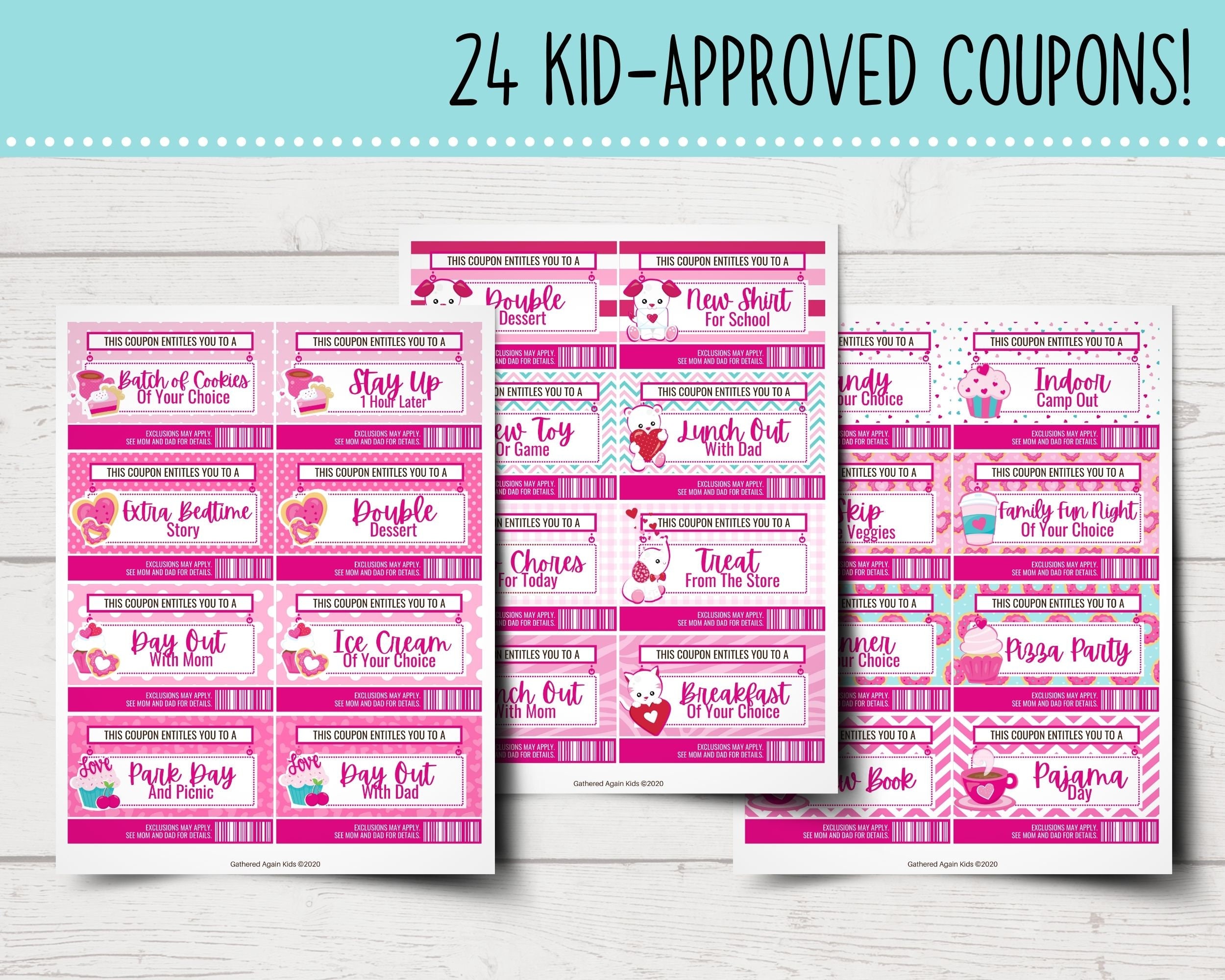 Valentine Coupons for Girls | Valentine's Day Coupon Book for Kids ...