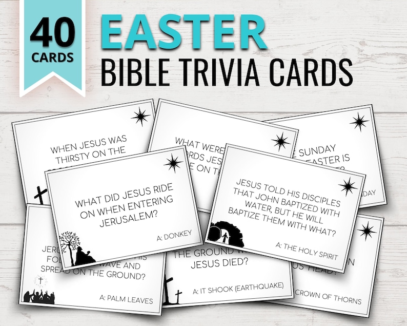 Printable Easter Bible Trivia Cards | Christian Bible Trivia Questions ...