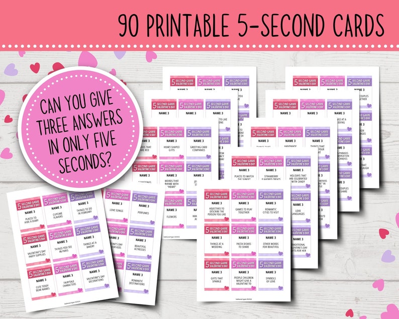 Valentine's Day 5 Second Game | Printable Valentine's Day Games ...