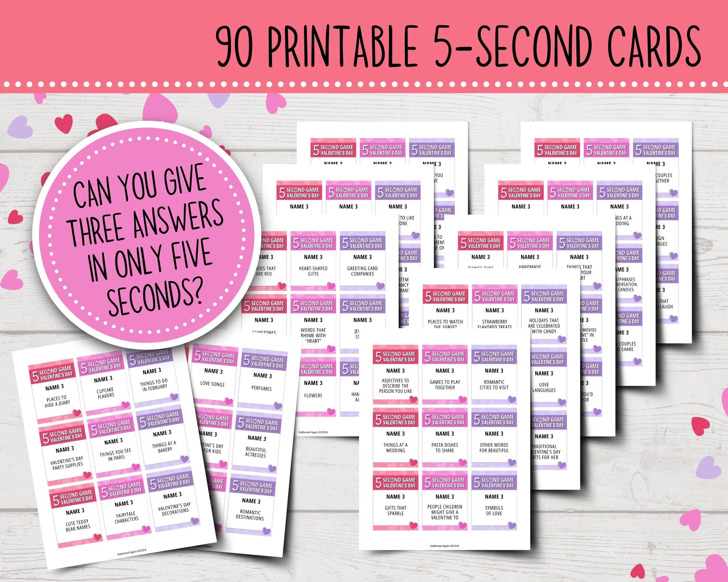 Valentine's Day 5 Second Game | Printable Valentine's Day Games ...