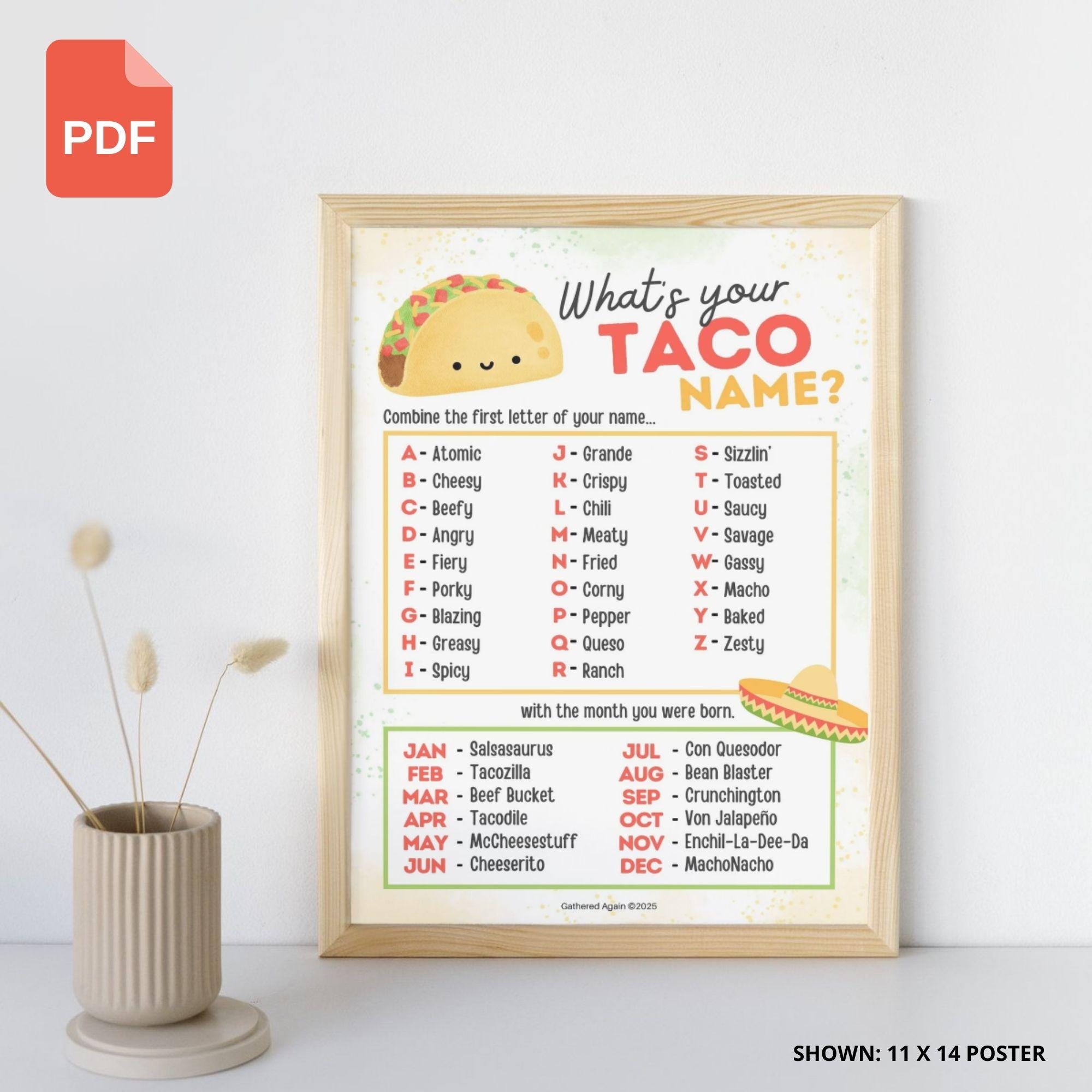 What's Your Taco Name? | Printable Taco Name Game | Funny Taco Party ...