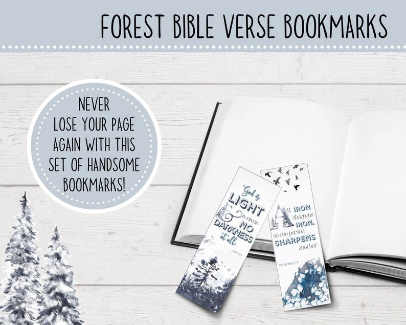 PRINTABLE Forest Bible Verses Bookmarks Christian | Etsy