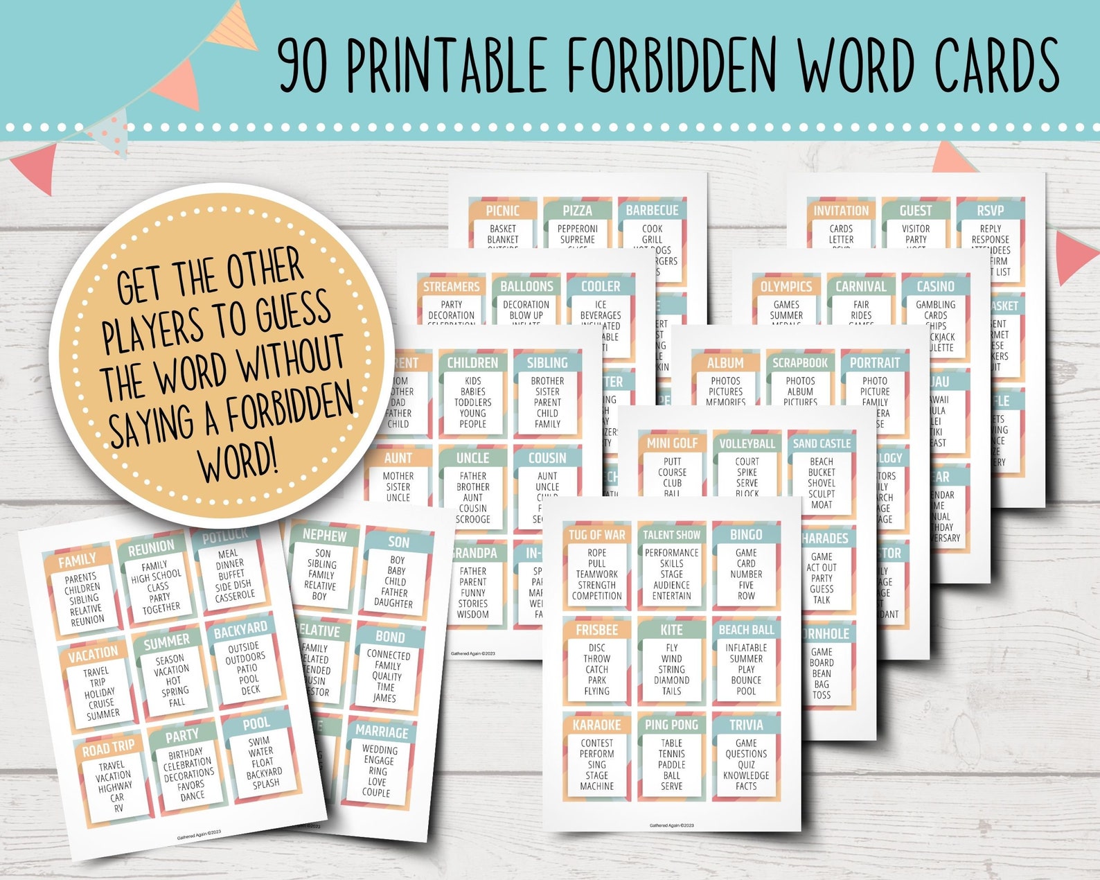 Family Reunion Forbidden Word Game | Printable Family Reunion Taboo ...