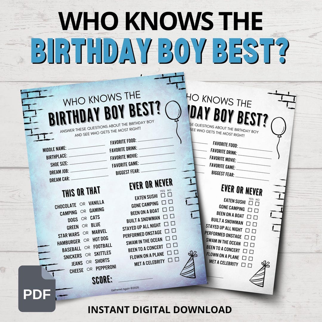Who Knows the Birthday Boy Best Game | Birthday Games for Him | Boy ...