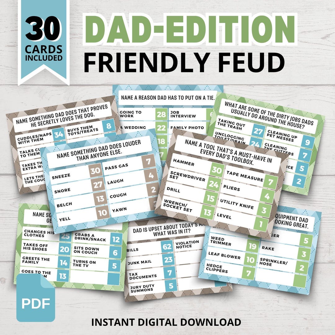 Dad-edition Friendly Feud Game | Father's Day Family Feud Style Game ...