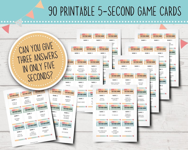 Family Reunion 5 Second Game | Printable Family Reunion Games | Family ...