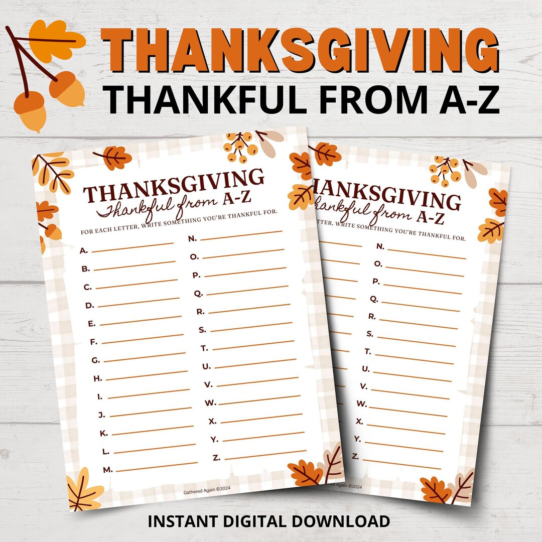 Thankful From A-Z Game | Thanksgiving A to Z Game | Thanksgiving Games ...