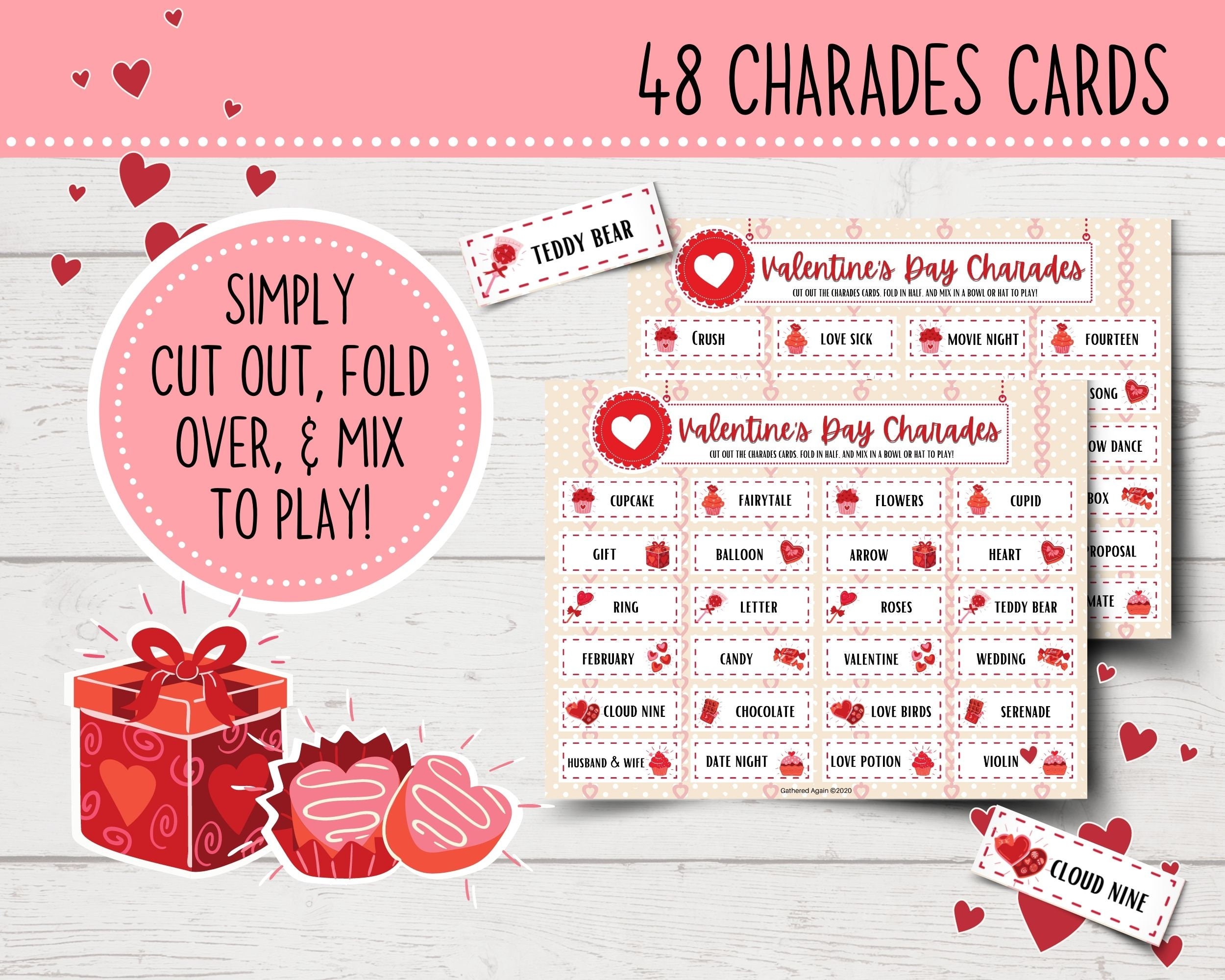 Valentine's Day Charades Game | Valentine's Day Guesstures | Valentine ...