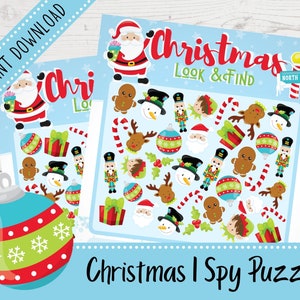 Christmas I Spy Puzzles for Kids | Printable Look and Find | Christmas ...