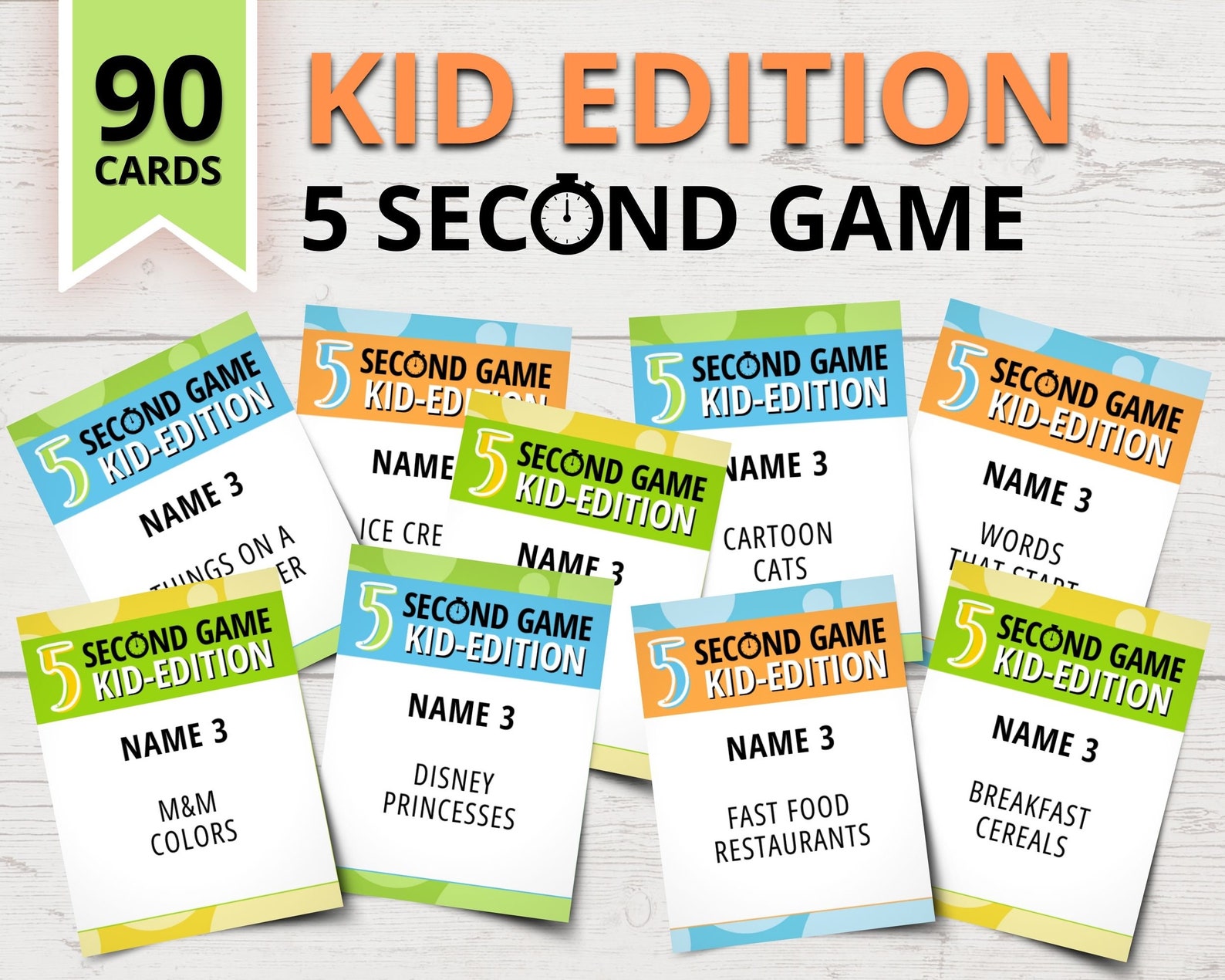 Printable 5 Second Game for Kids | Kid-edition 5 Second Game | Birthday ...