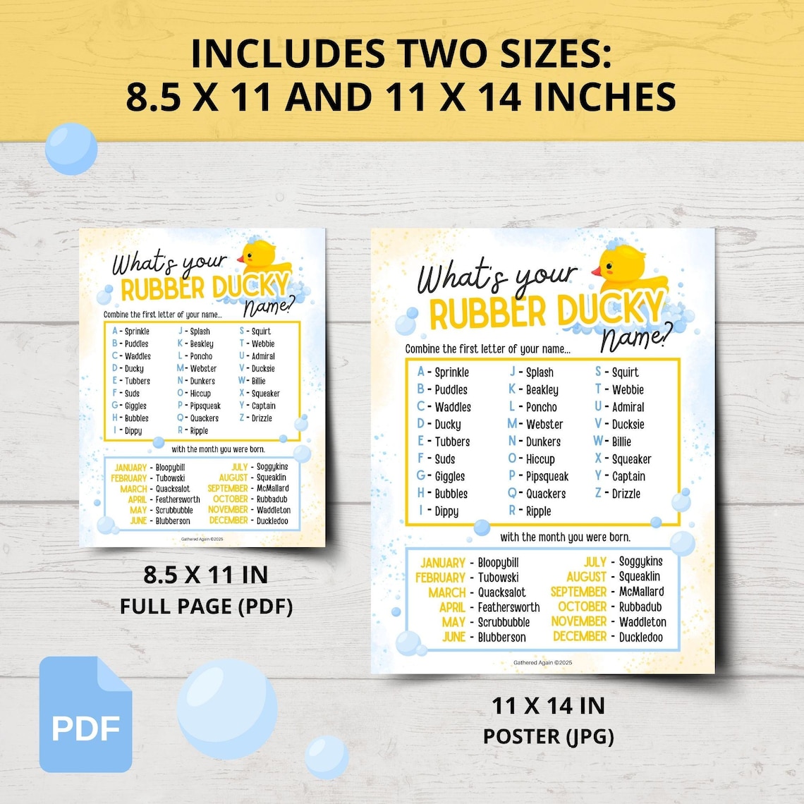 What's Your Rubber Ducky Name? | Printable Rubber Ducky Name Game ...