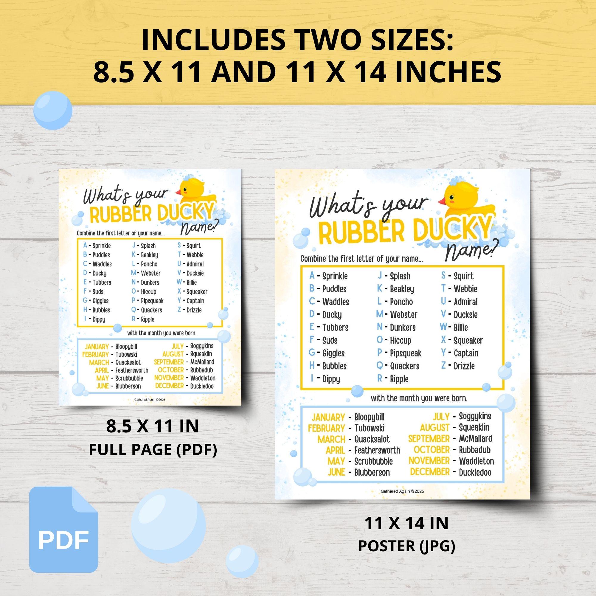 What's Your Rubber Ducky Name? | Printable Rubber Ducky Name Game ...