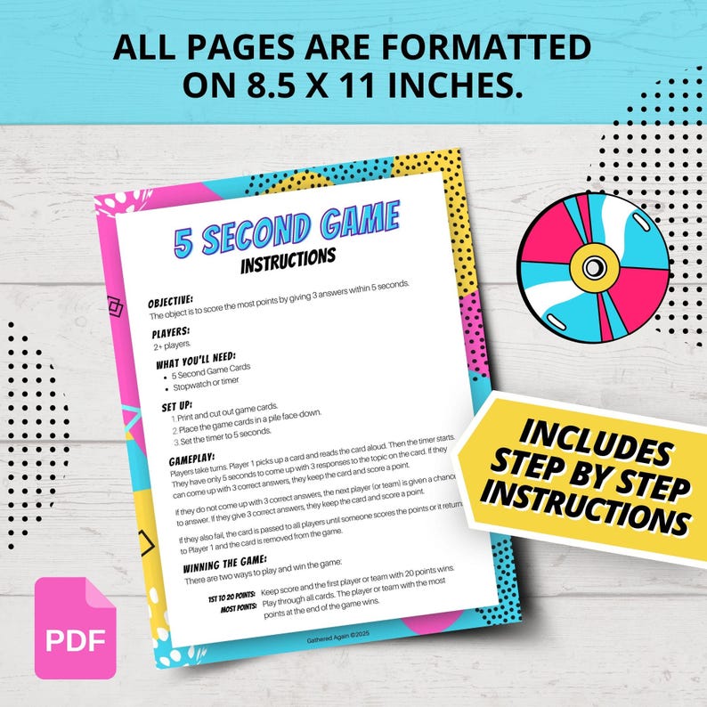 90s Edition 5-second Game | Printable 90s Party Games | 90s Birthday ...
