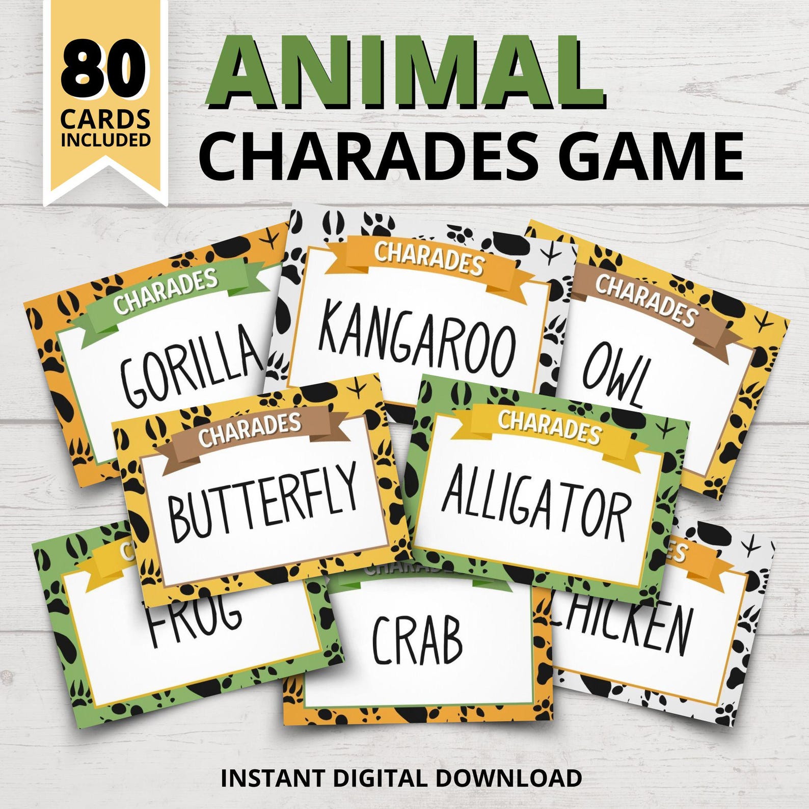 Animal Charades Game | Printable Animal Charades Cards | Charades Words ...