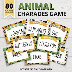 Animal Charades Game | Printable Animal Charades Cards | Charades Words ...