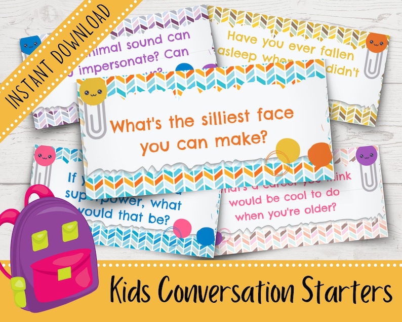 Silly Conversation Starter for Kids | First Day of School Prompts ...