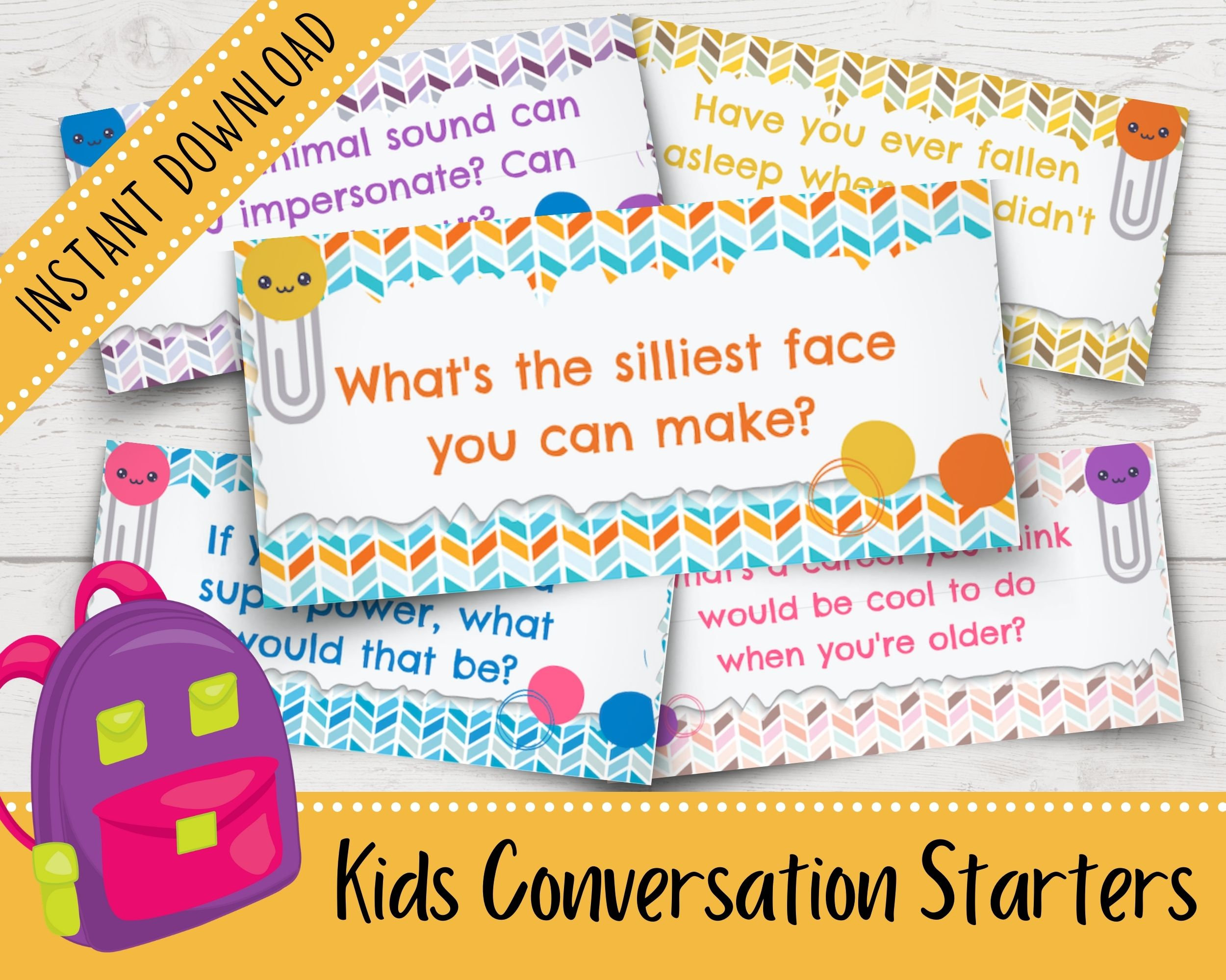 Silly Conversation Starter for Kids | First Day of School Prompts ...