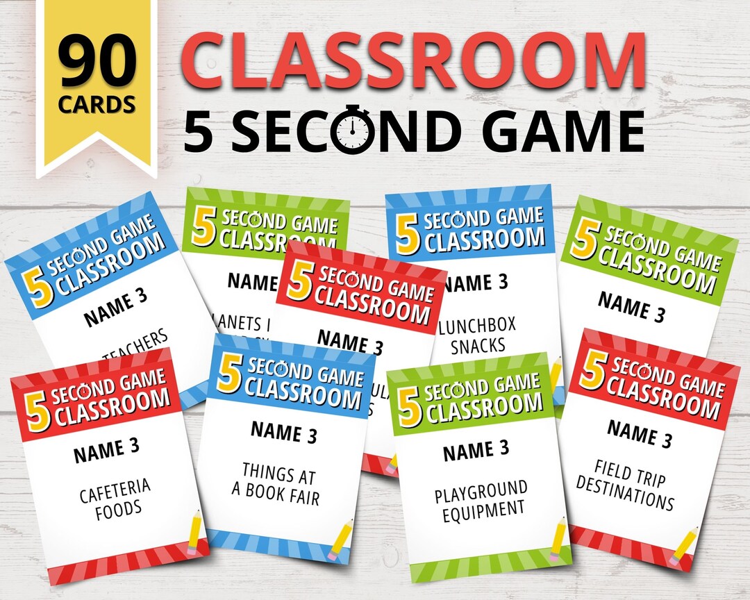 Printable 5 Second Game Classroom Edition | School 5 Second Game | 1st ...