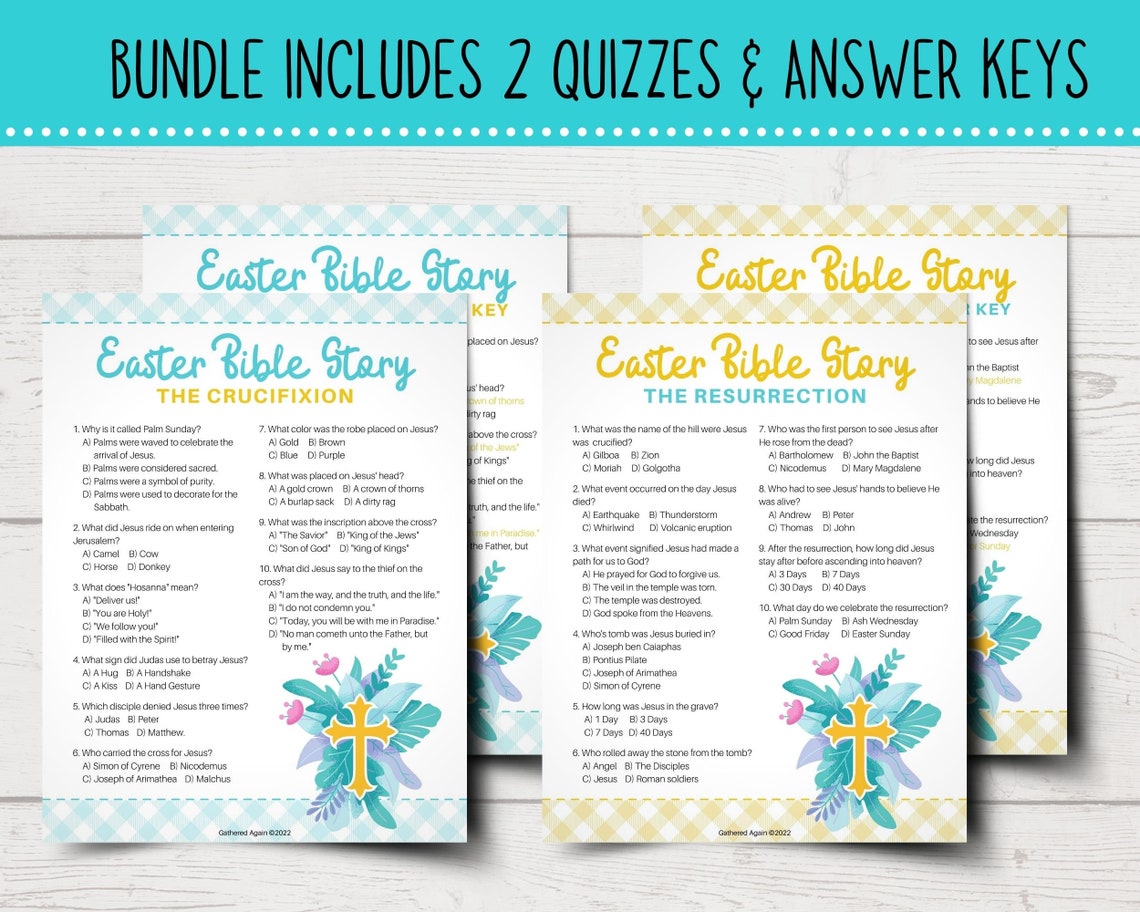 Printable Easter Bible Story Quiz Bundle | Easter Sunday School Lesson ...