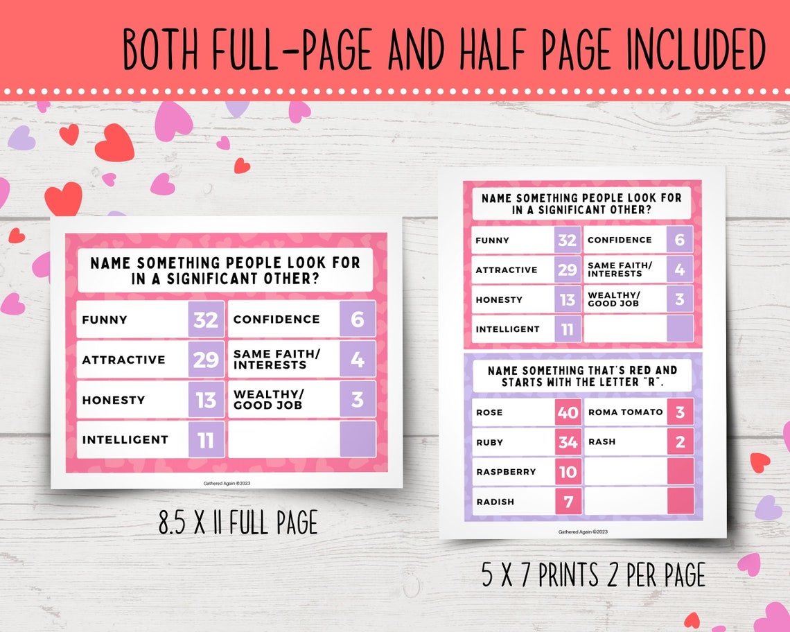 Printable Valentine's Day Feud Game | Valentine's Day Family Feud-style ...