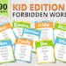 Forbidden Word Game for Kids | Printable Kid-edition Taboo-style Game ...