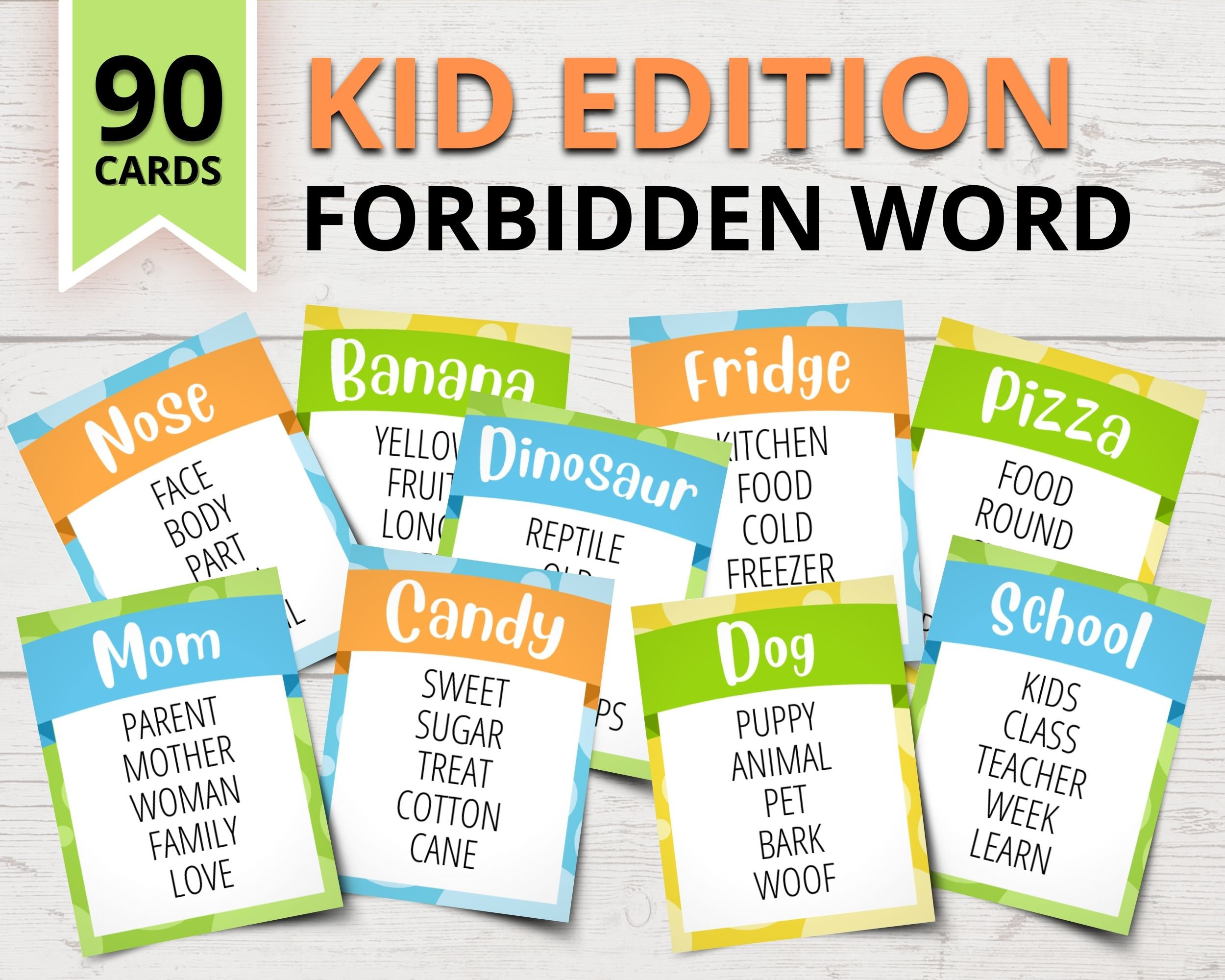 Forbidden Word Game for Kids | Printable Kid-edition Taboo-style Game ...