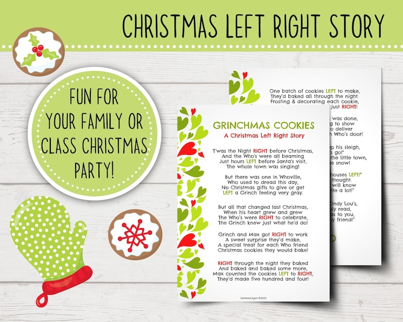 Grinchmas Cookies Christmas Left Right Game | Printable Grinch Left ...