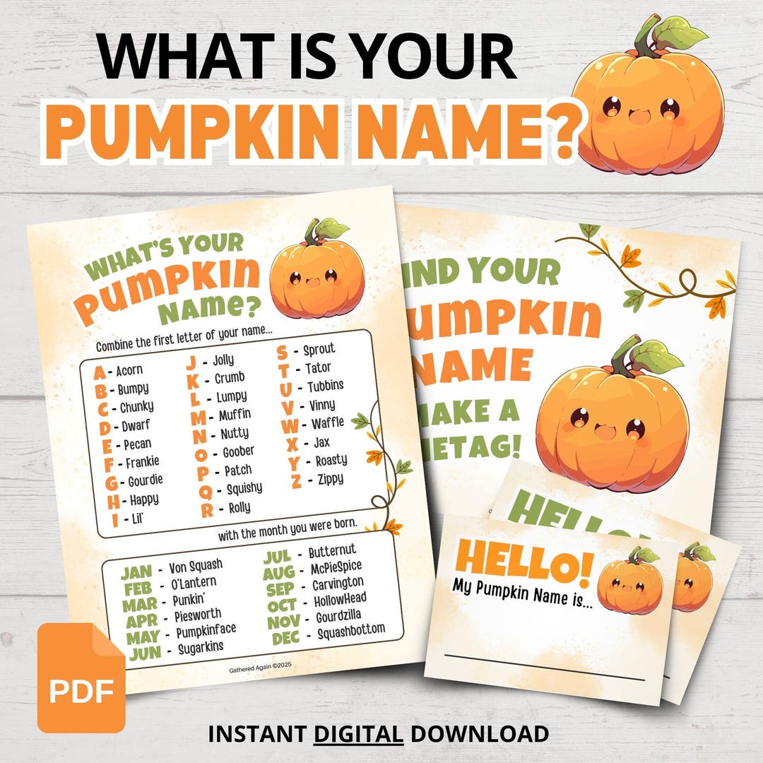 What's Your Pumpkin Name? | Printable Pumpkin Name Game | Funny Pumpkin ...