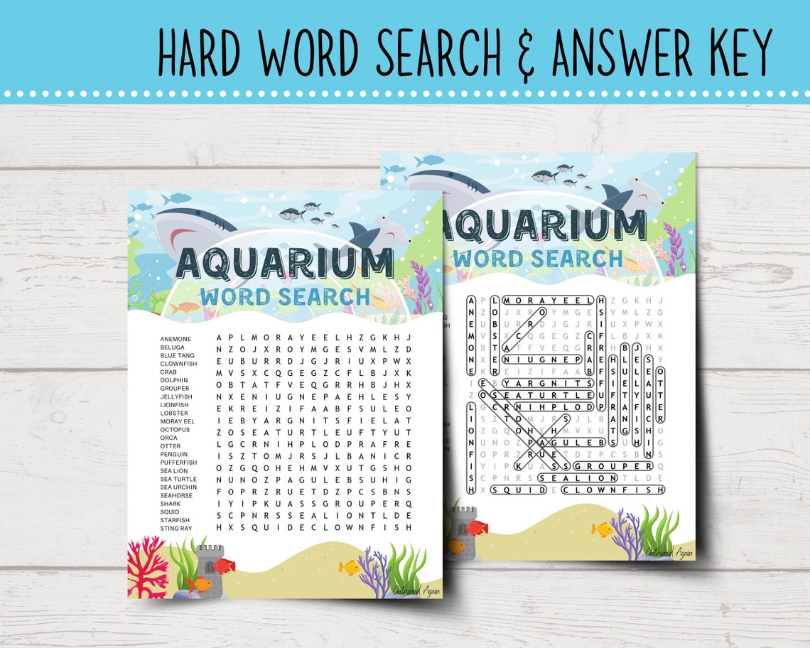Aquarium Word Search Puzzles for Kids | Homeschool Lesson | Sea ...