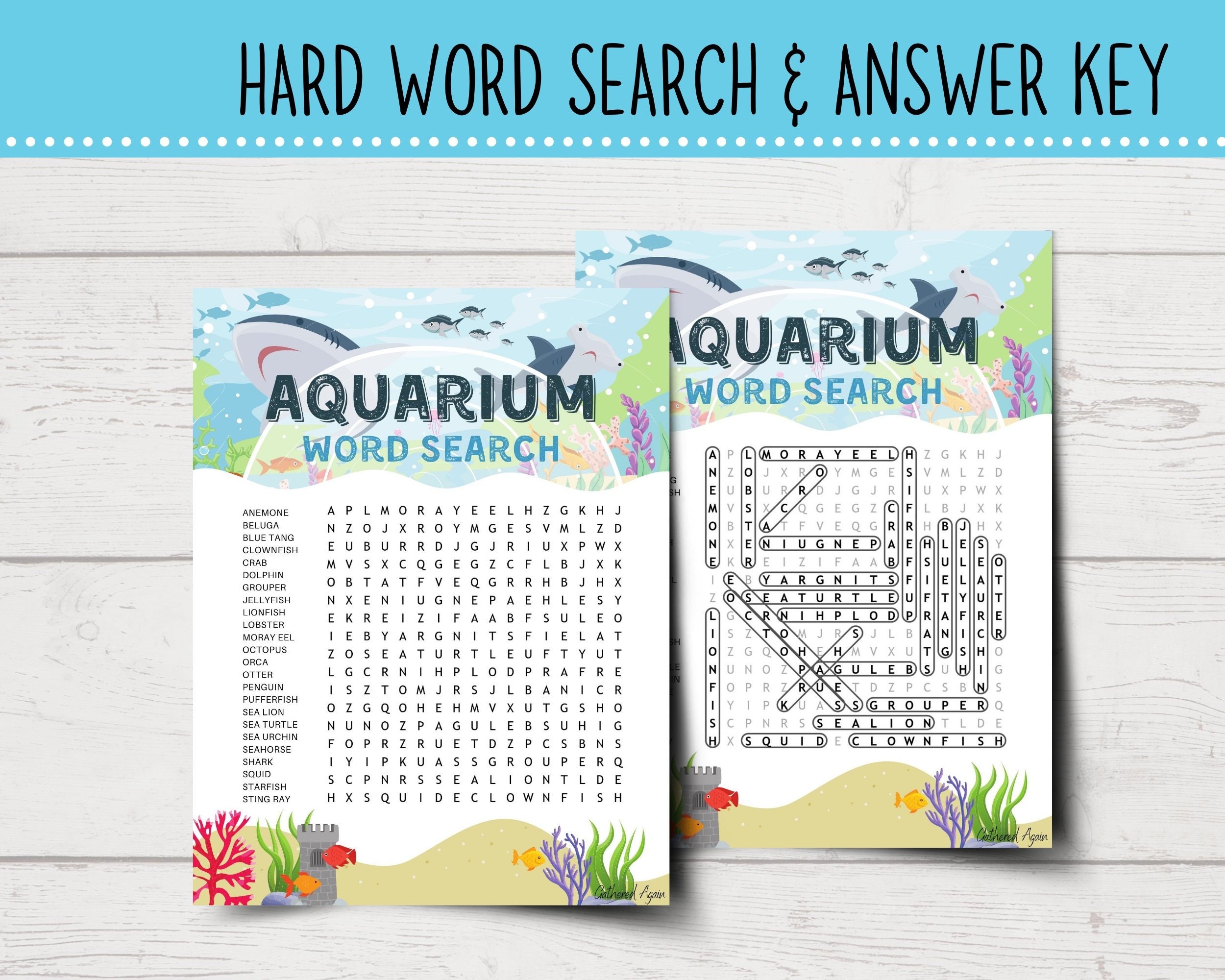 Aquarium Word Search Puzzles for Kids | Homeschool Lesson | Sea ...